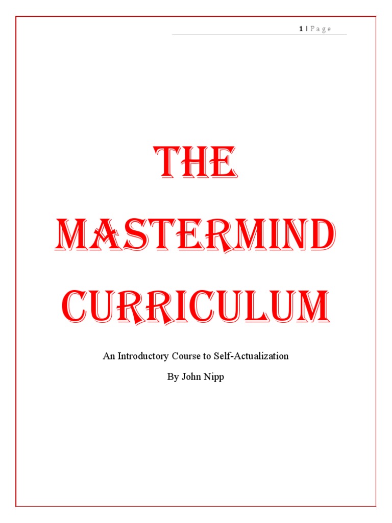 The Mastermind Curriculum Finished | PDF | Emotions | World View