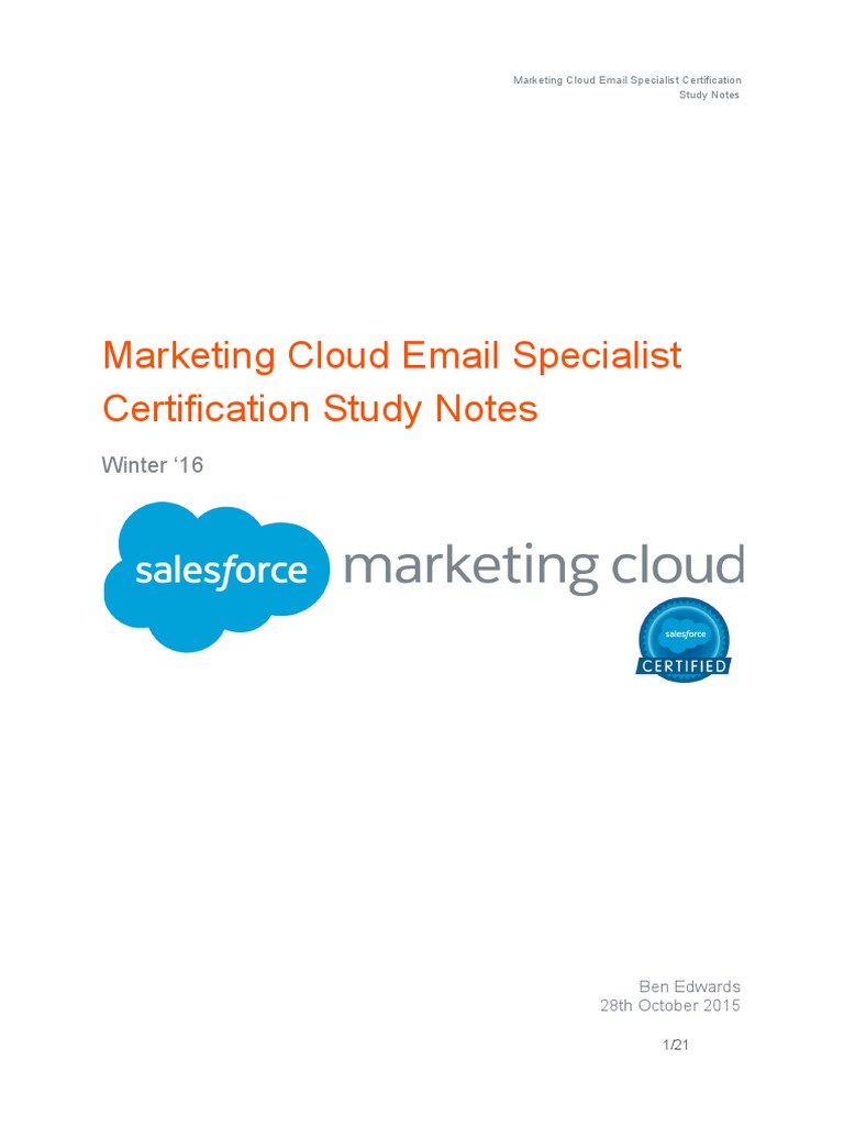 Marketing Cloud Email Specialist Study Guide | PDF | Email Spam ...