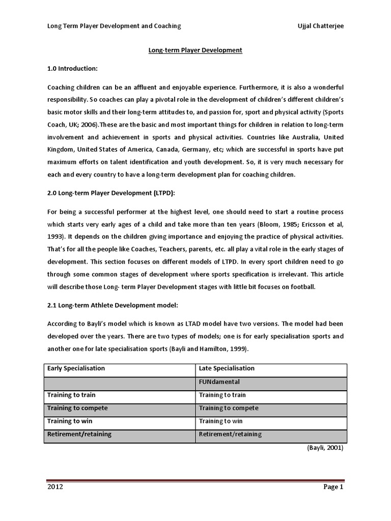 Long-Term Player Development: A Comprehensive Review of Models and ...
