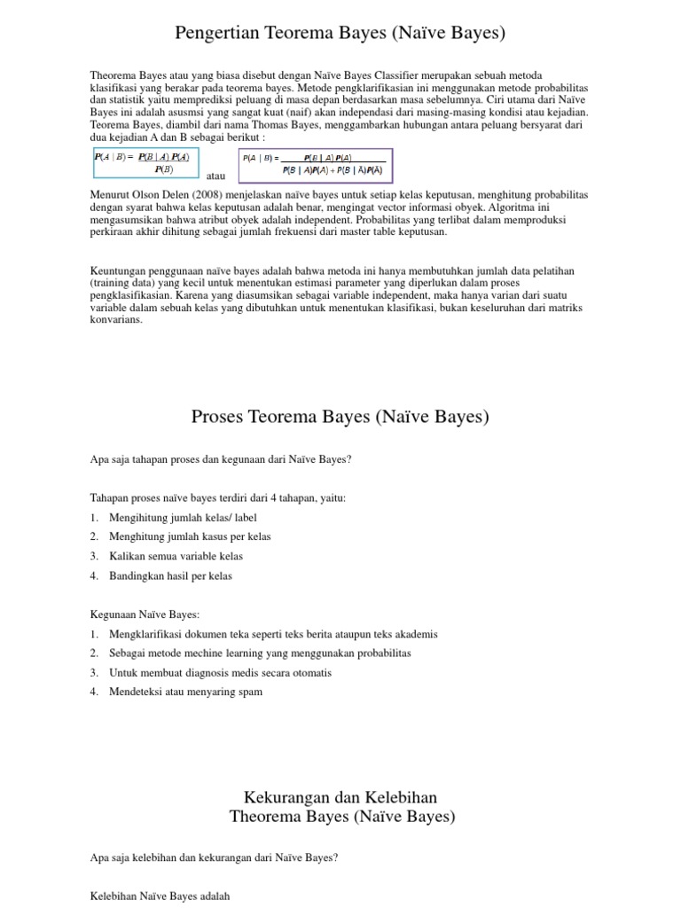 Teorema Bayes (Naïve Bayes) | PDF