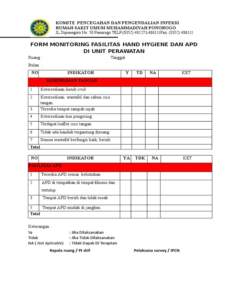 Audit Fasilitas Hand Hygiene | PDF