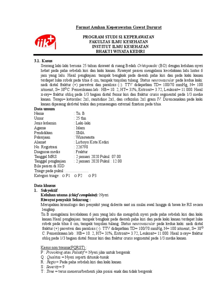 Pengkajian Dan Analisa Data Fraktur Pdf