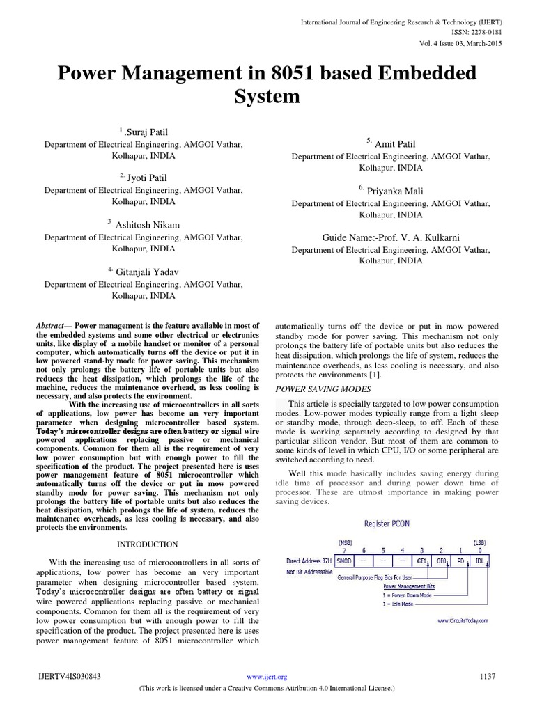Power Management in 8051 Based Embedded System IJERTV4IS030843 | PDF | Microcontroller | Central ...