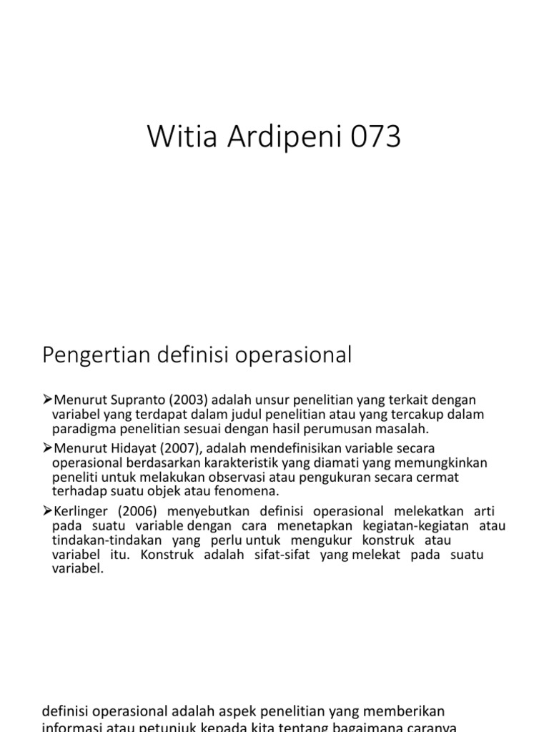 Definisi Operasional Penelitian | PDF