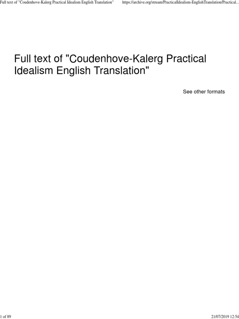 Coudenhove-Kalerg Practical Idealism English Translation | PDF | Nobility | Idealism