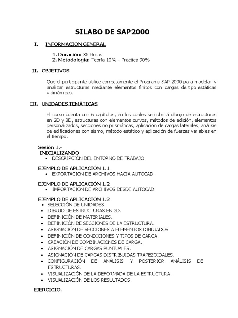 Silabo de Sap 2000 | PDF | Informática y tecnología de la información ...