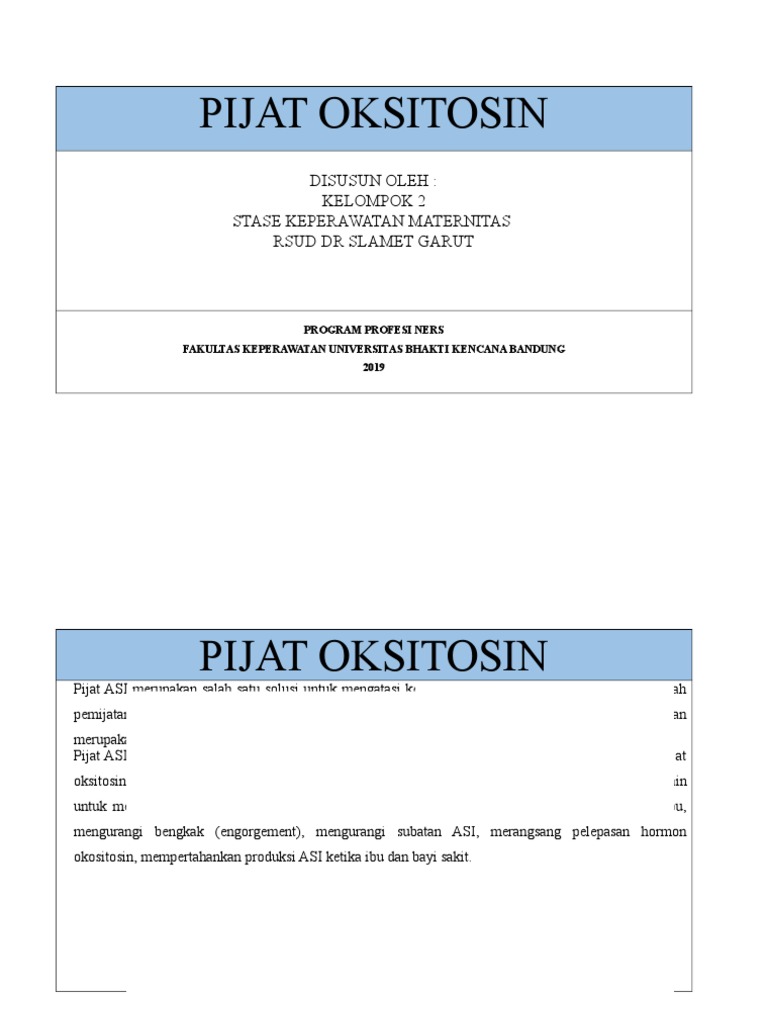 Pijat Oksitosin | PDF