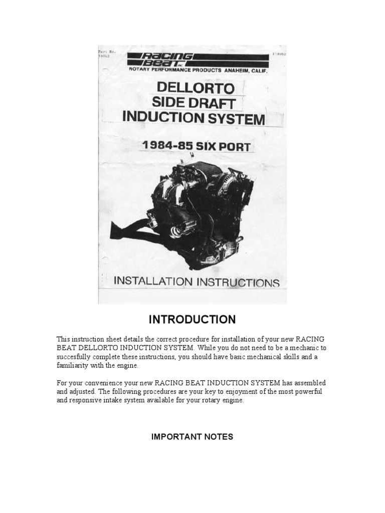 Dellorto Carb Install Instructions For 13b | PDF | Carburetor | Throttle