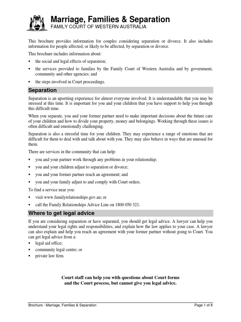 Separation & Divorce Guidance | PDF | New South Wales | Divorce