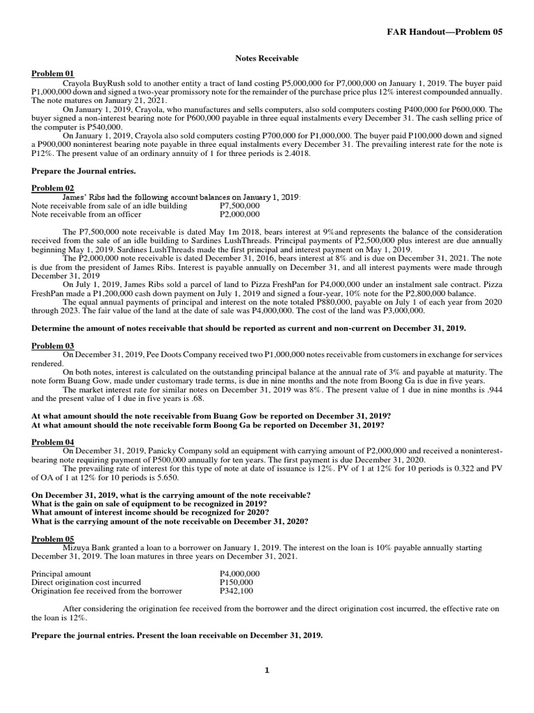 4 FAR Handout Notes Receivable | PDF | Loans | Present Value