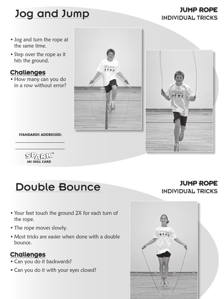 Jump Rope-Individual Trick Skill Cards | PDF | Sports | Athletic Sports