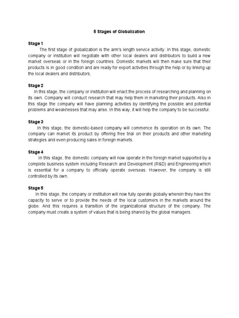 5 Stages of Globalization PDF | PDF