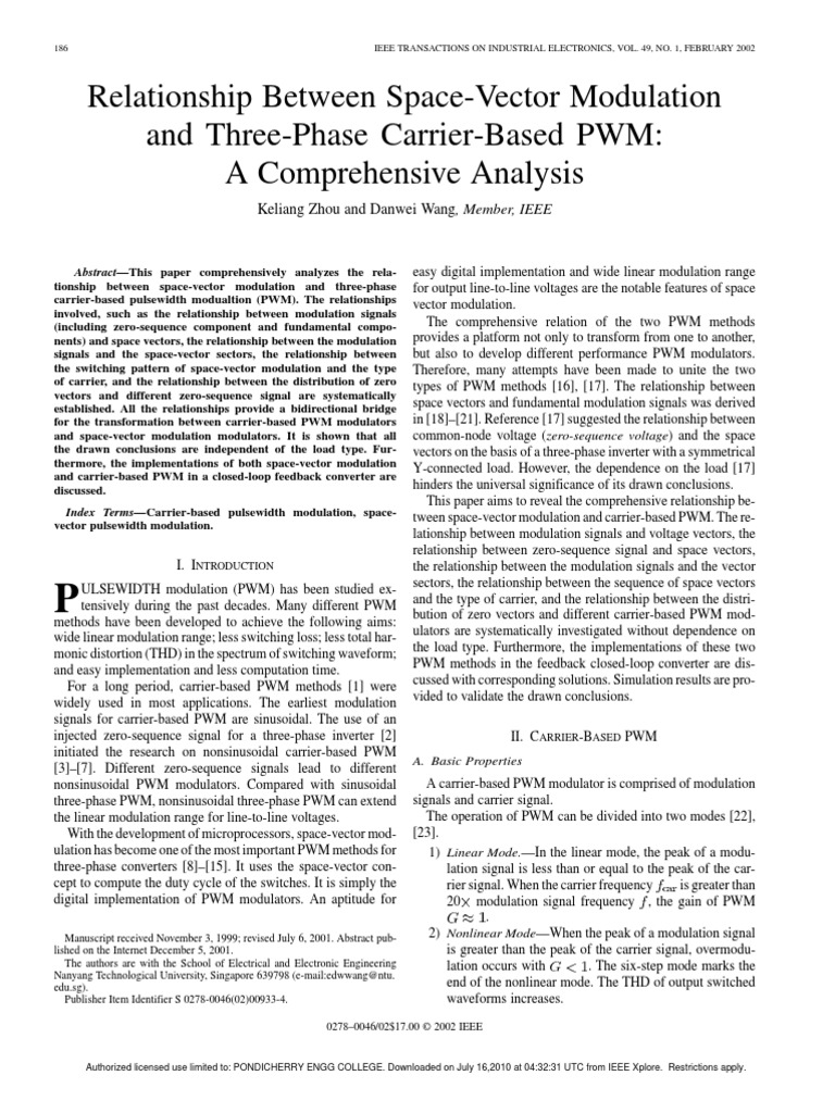 SPWM Vs SVM | PDF | Power Electronics | Vector Space