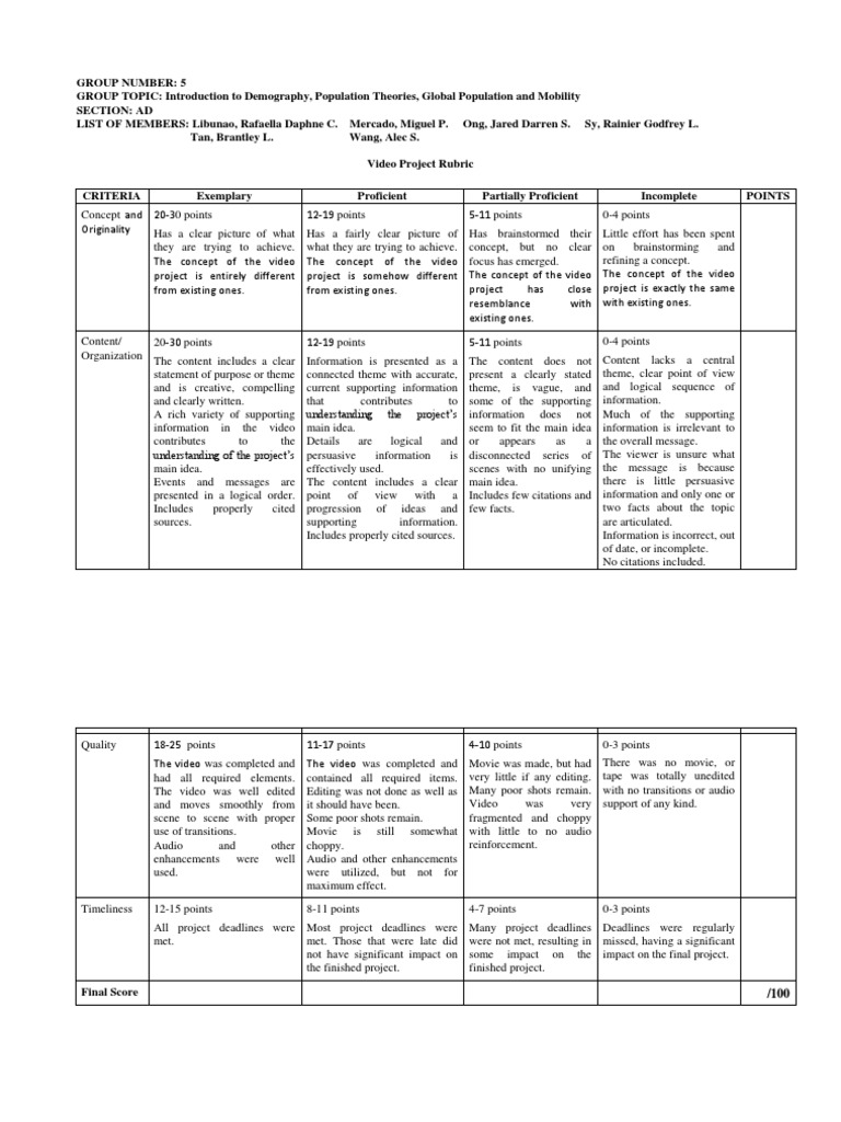 Video Project Rubric | PDF | Epistemology | Cognition