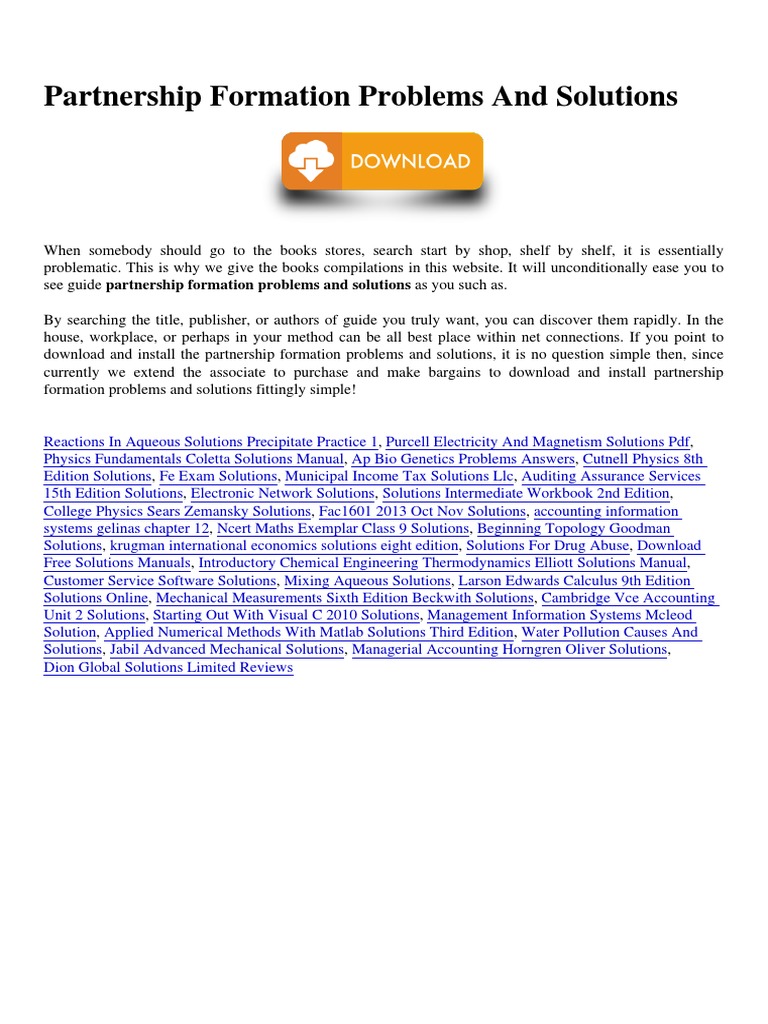 Partnership Formation Problems and Solutions PDF | PDF | Career & Growth