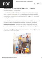 Transformer Preventive Maintenance Checklist | PDF | Transformer ...