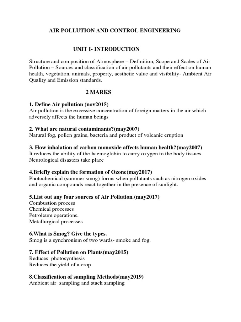Air Pollution and Control Engineering | PDF | Smog | Atmosphere Of Earth