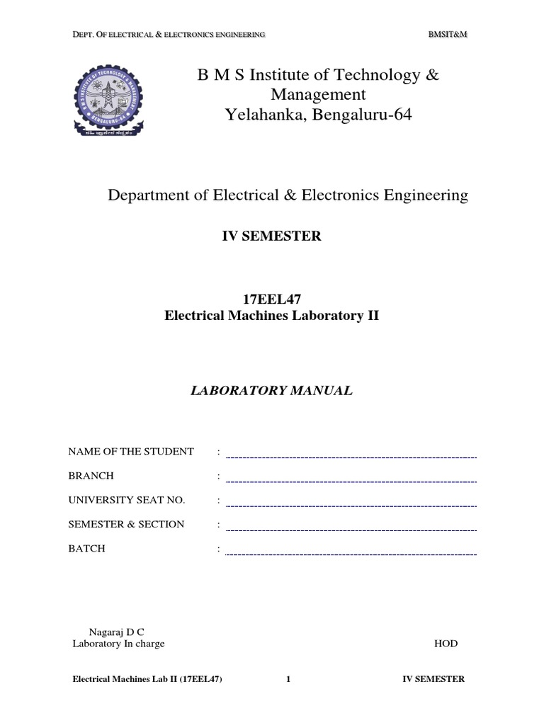 EMLab II Manual - 19022019 - Final | Download Free PDF | Electric Motor ...