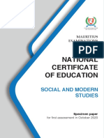 NCE 2024 Social Studies Exam Paper | PDF | Mauritius | Economies