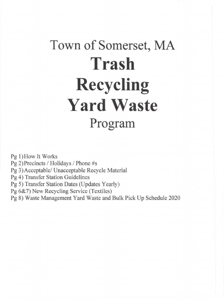 2020 Trash Packet Somerset, Massachusetts (Searchable) | PDF ...
