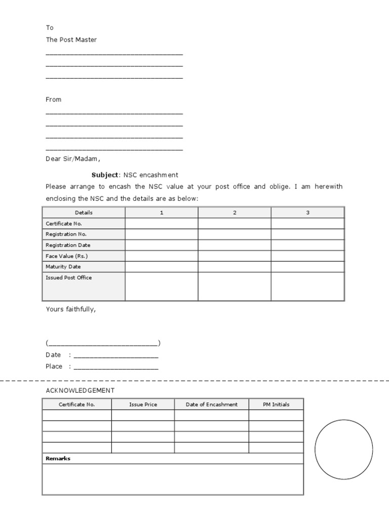NSC Encashment Request Form | PDF