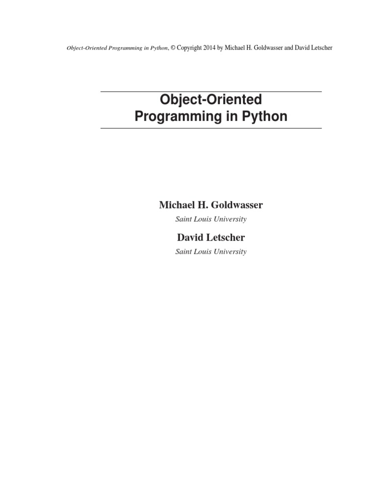 Oo Programming In Python Pdf Pdf Object Oriented Programming Programming Language