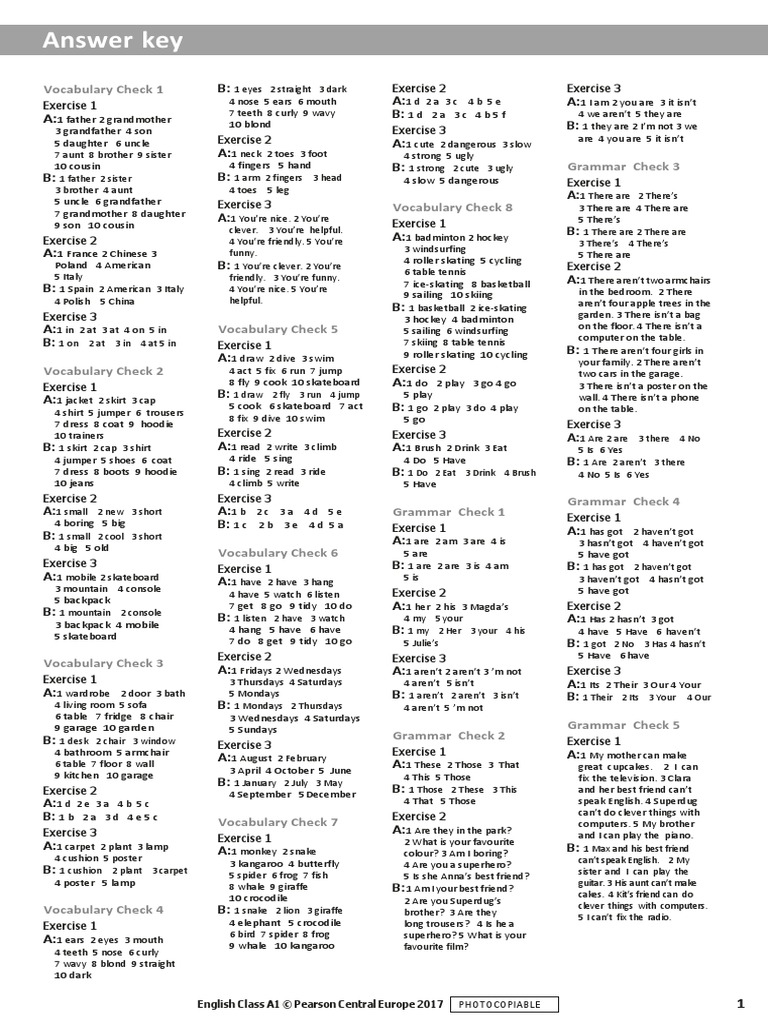 ECA1 - Tests - Answer Key | PDF