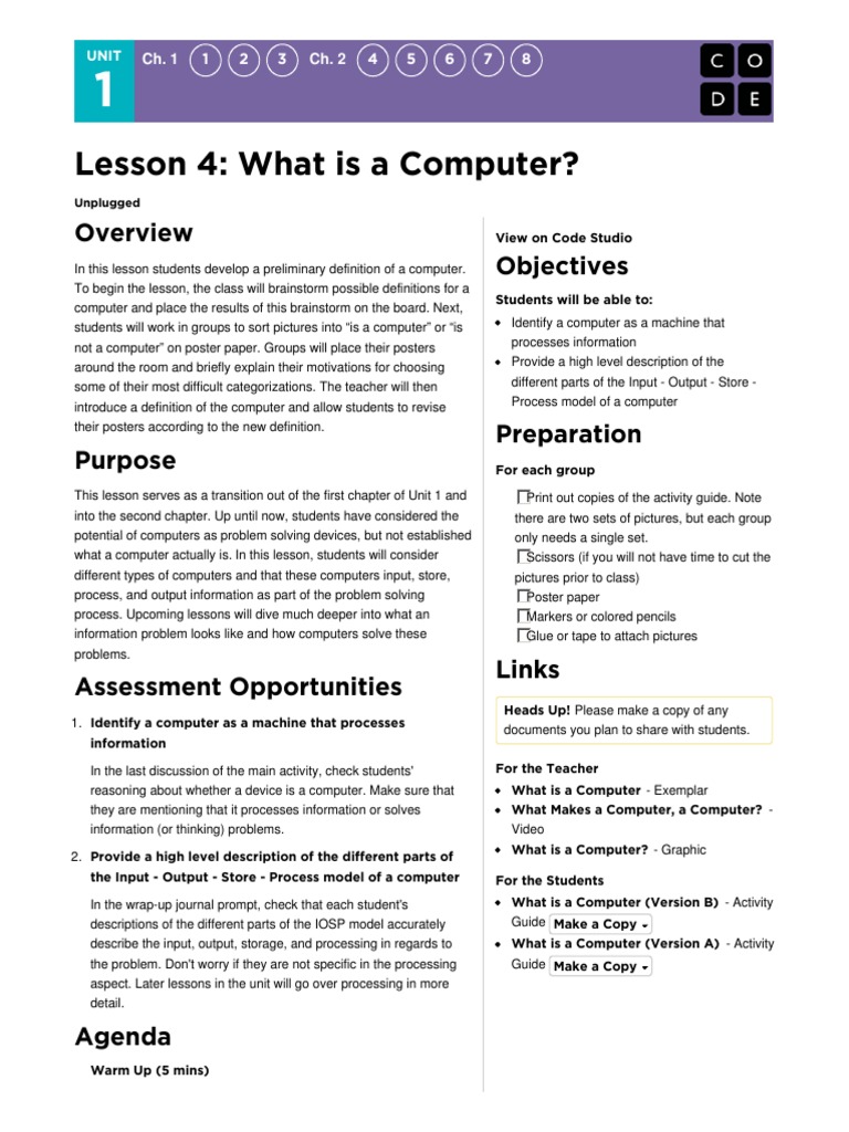 CS Discoveries U1L4 What Is A Computer | PDF | Input/Output | Information