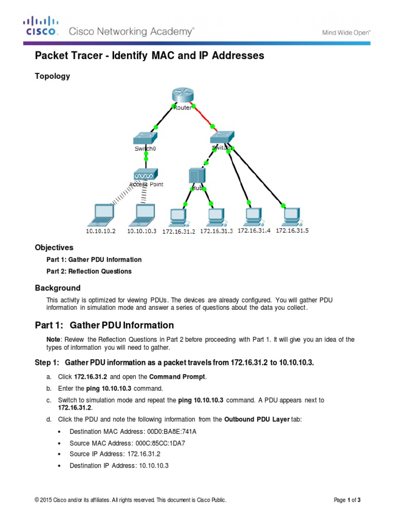 5.3.1.3-Packet-Tracer-Identify-MAC-and-IP-Addresses Answer | Download Free PDF | Ip Address ...