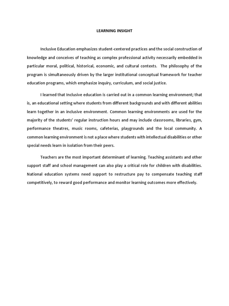 Learning Insight | PDF | Inclusion (Education) | Special Education