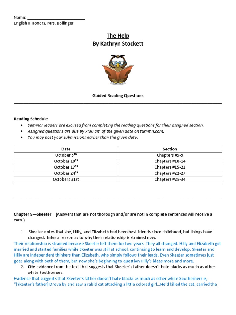 The Help Reading Questions - English | PDF | Narration