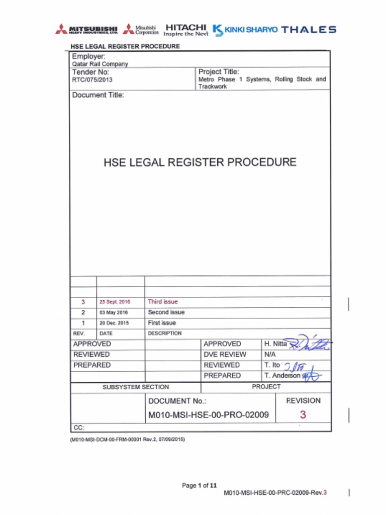 HSE Legal Register Procedure | PDF