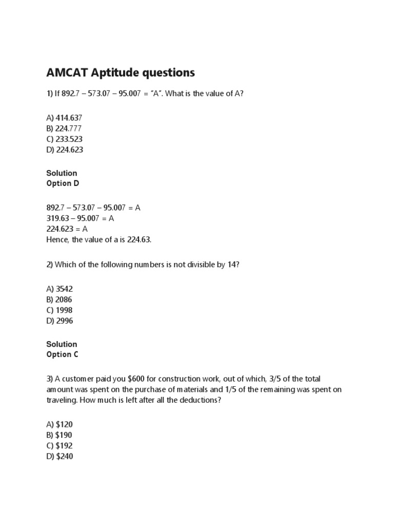 AMCAT Aptitude Questions | Download Free PDF | Business AMCAT Aptitude Questions | Download Free PDF | Business