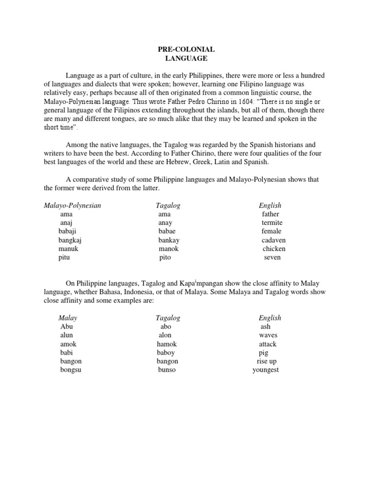 Pre-Colonial Languages: Exploring the Linguistic Roots and Influences ...