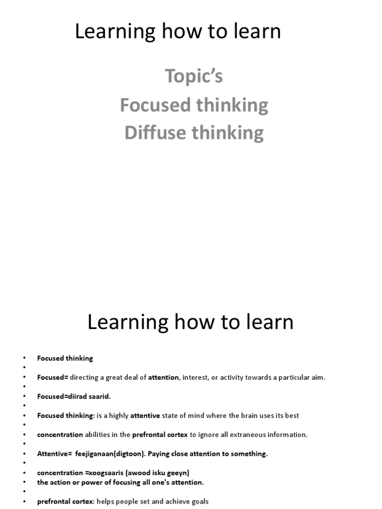 Learning How To Learn | PDF | Thought | Attention