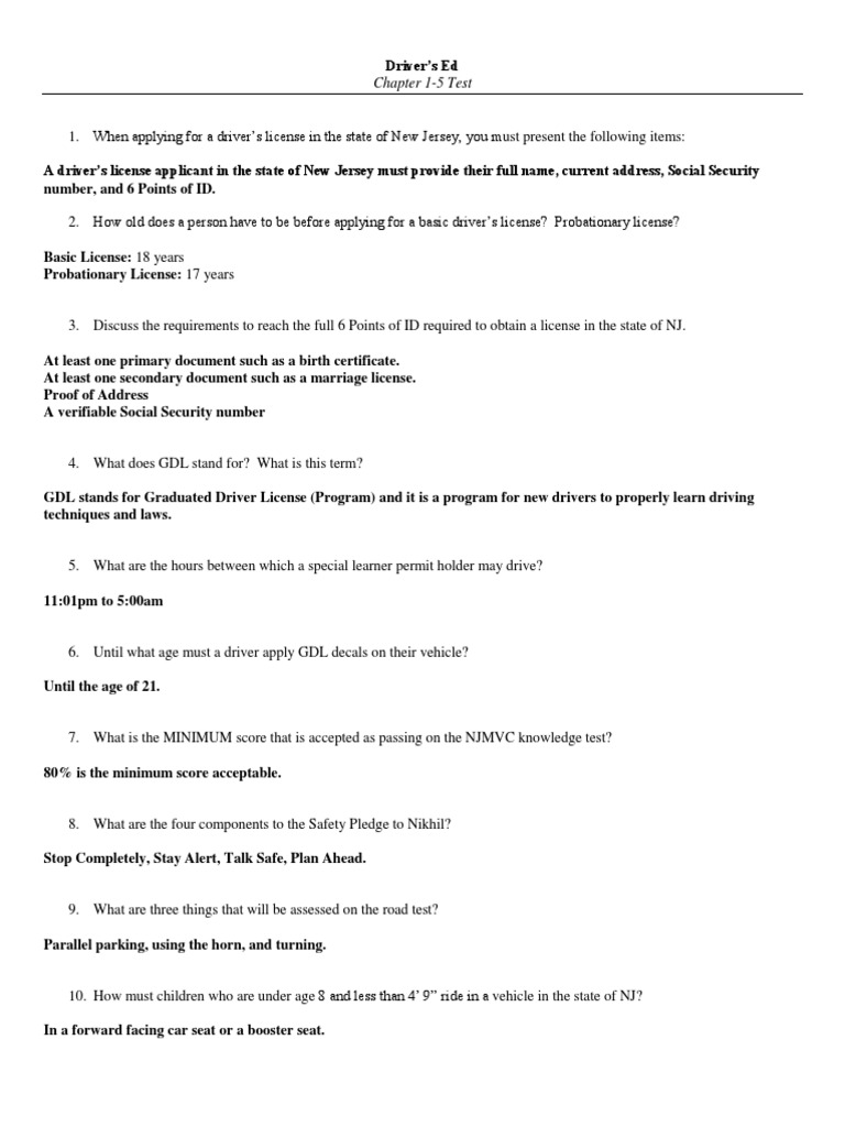NJ Driver's Ed Test | PDF | Driver's License | Driving