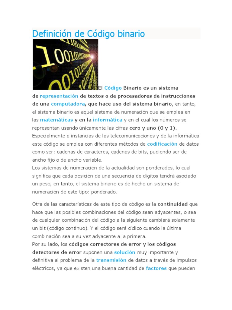 Definición de Código Binario | PDF | Sustracción | Poco