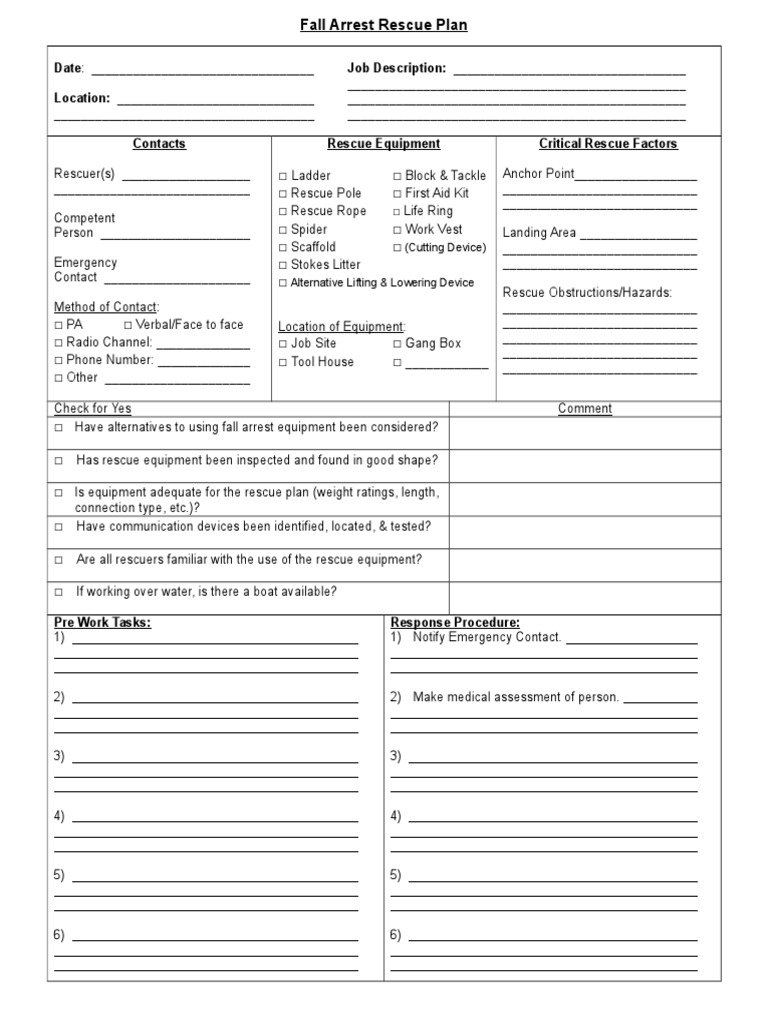 Fall Arrest Rescue Plan | PDF | Safety