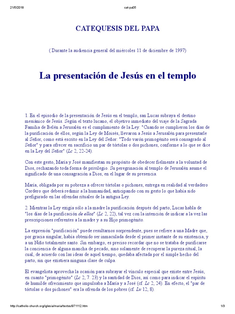 La Presentacion de Jesus en El Templo | PDF | María, madre de Jesús ...