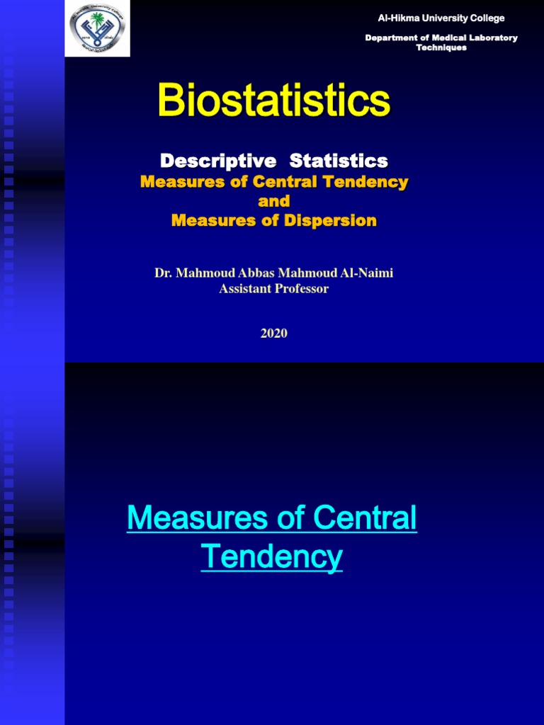 Biostatistics for Med Lab Students | PDF | Median | Mode (Statistics)