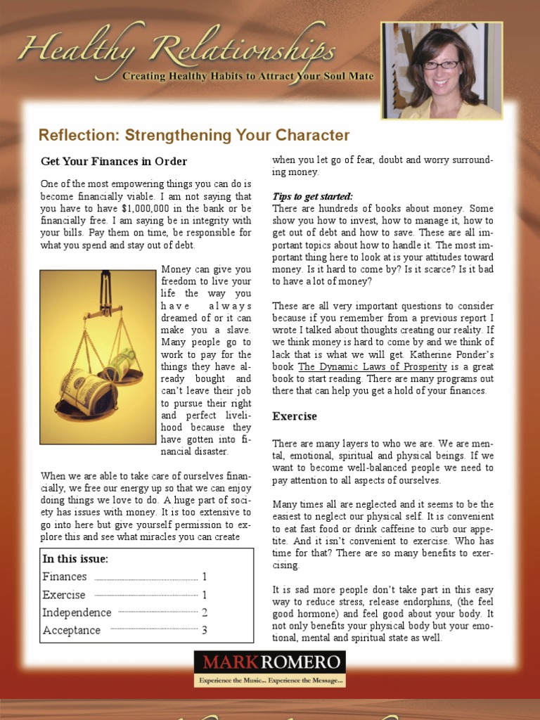 Reflection Strengthening Your Character | PDF | Psychotherapy ...