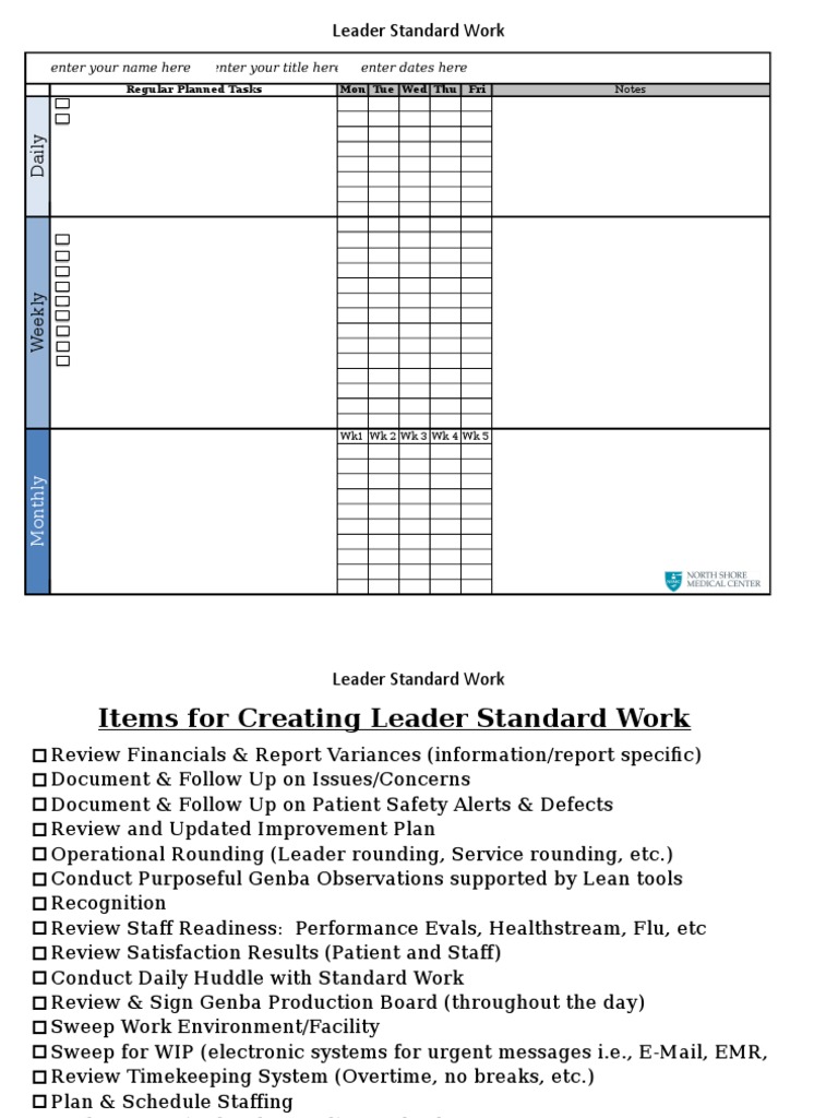 Leader Standard Work Template Guide | PDF