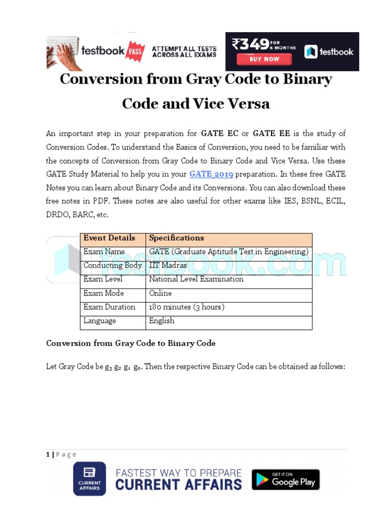 Conversion From Gray Code To Binary Code and Vice Versa A015d46a | PDF | Vector Calculus ...