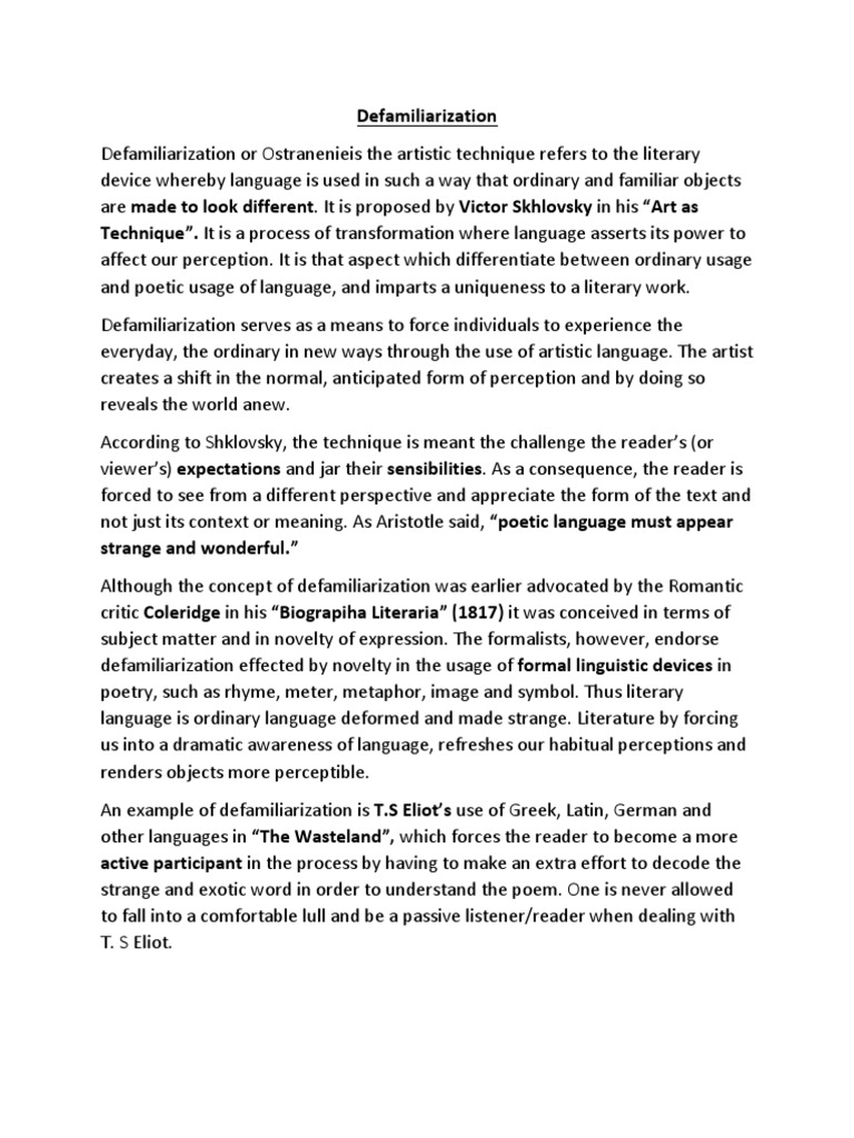 Defamiliarization | PDF