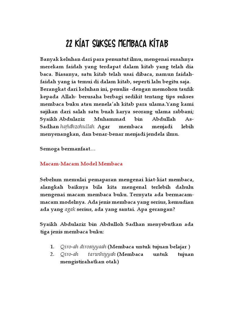 Kiat Sukses Membaca Kitab | PDF | Pengembangan Diri