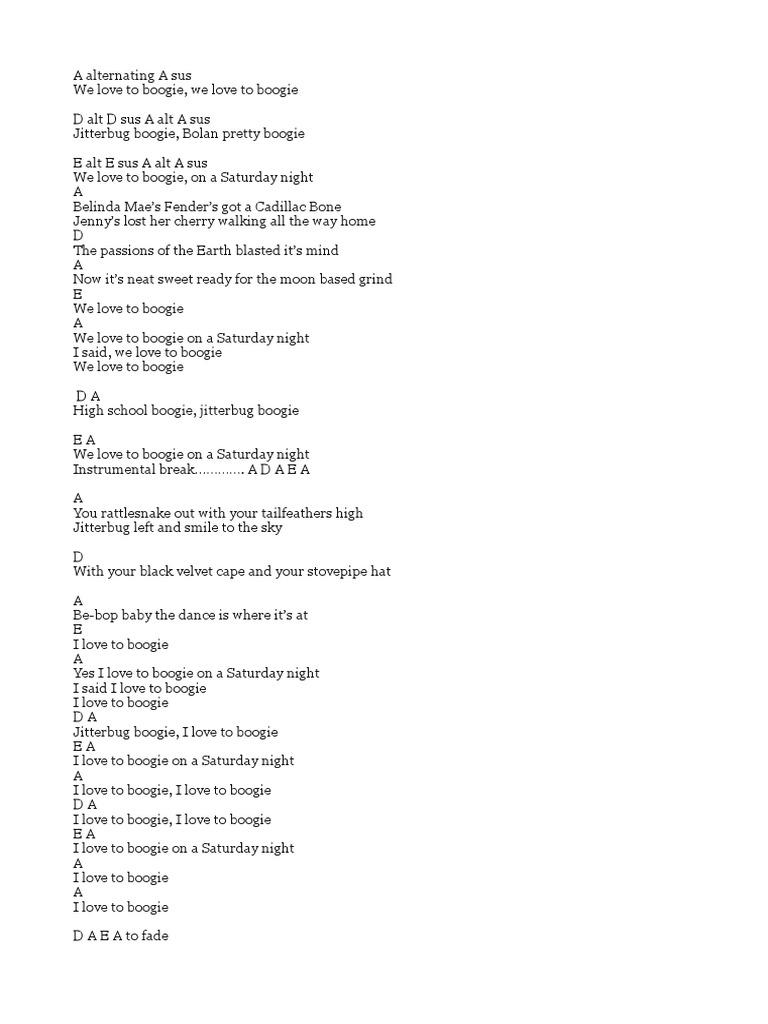 T Rex I Love To Boogie | PDF