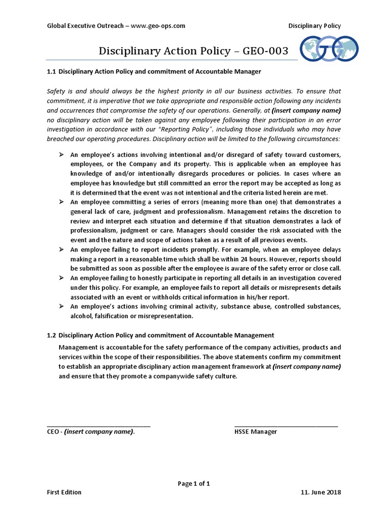 Disciplinary Action Policy Overview | PDF | Government | Common Law