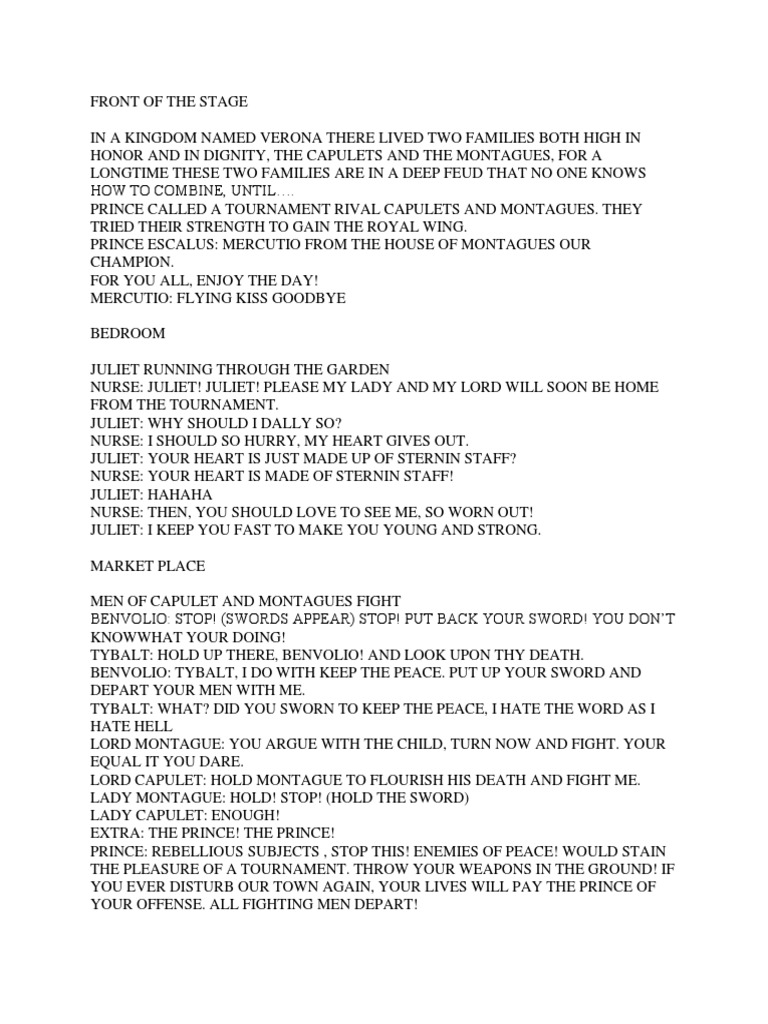 Script Romeo and Juliet | PDF | Characters In Romeo And Juliet | Romeo ...