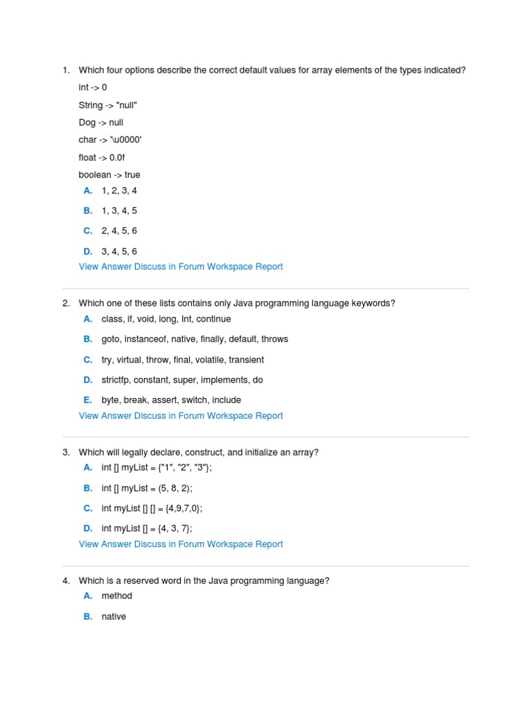 Java Objective Questions | PDF | Class (Computer Programming) | Method (Computer Programming)