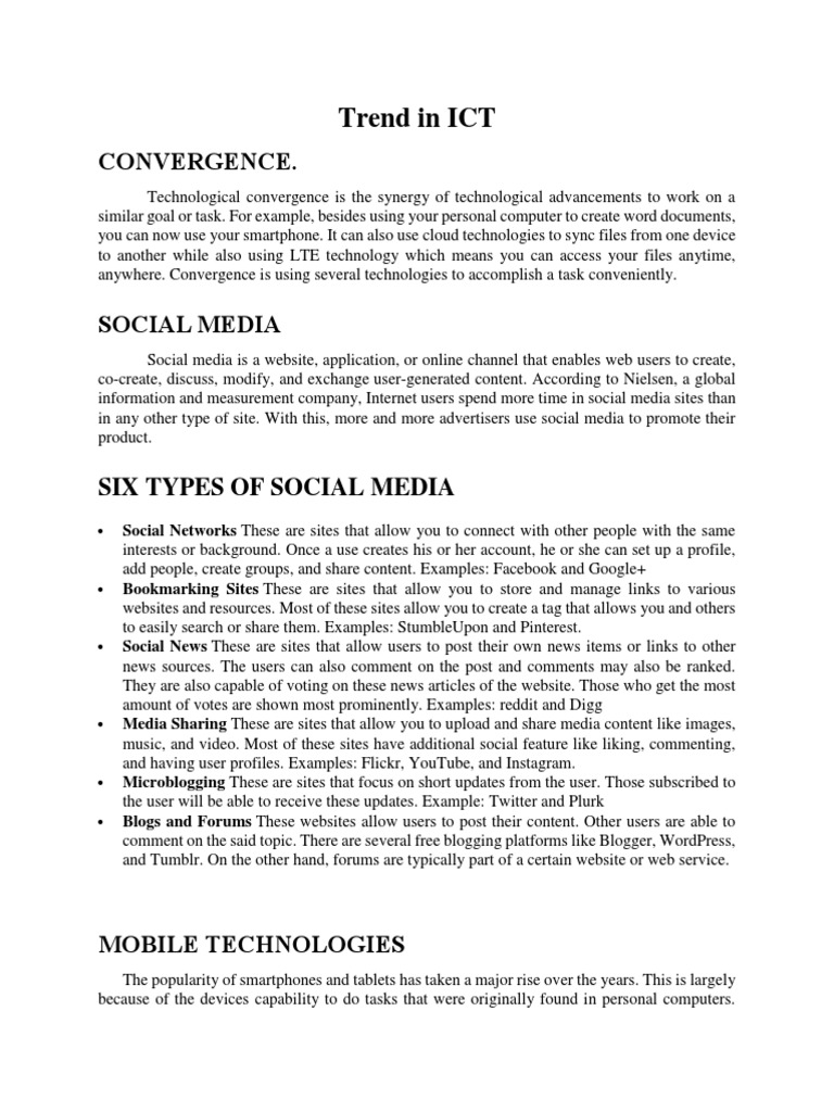 Trend in ICT | PDF | Smartphone | Social Media
